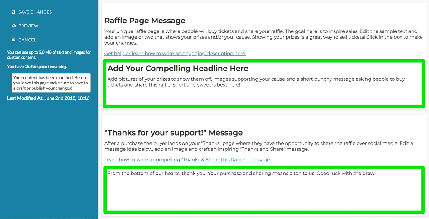 Step 5: Customize the Look of Raffle Page