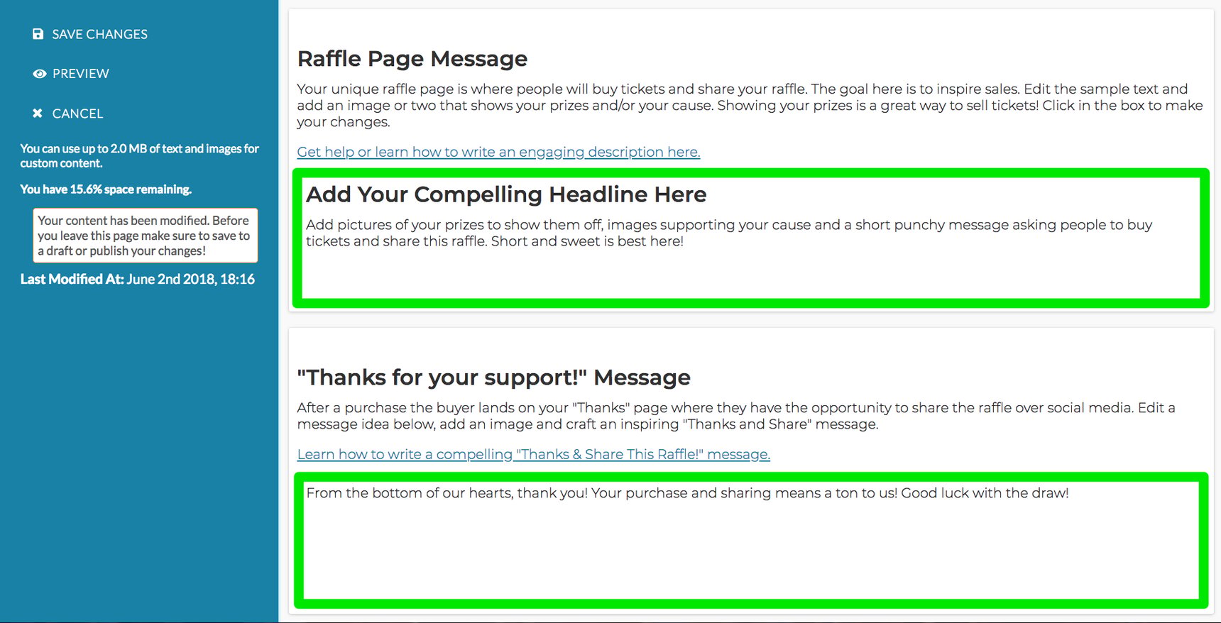 Step 5: Customize the Look of Raffle Page